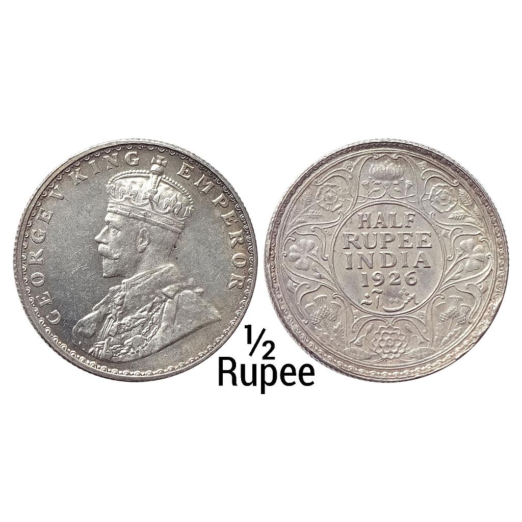 British India George V 1926 AD Bombay Mint Silver 1/2 Rupee | Virasat ...