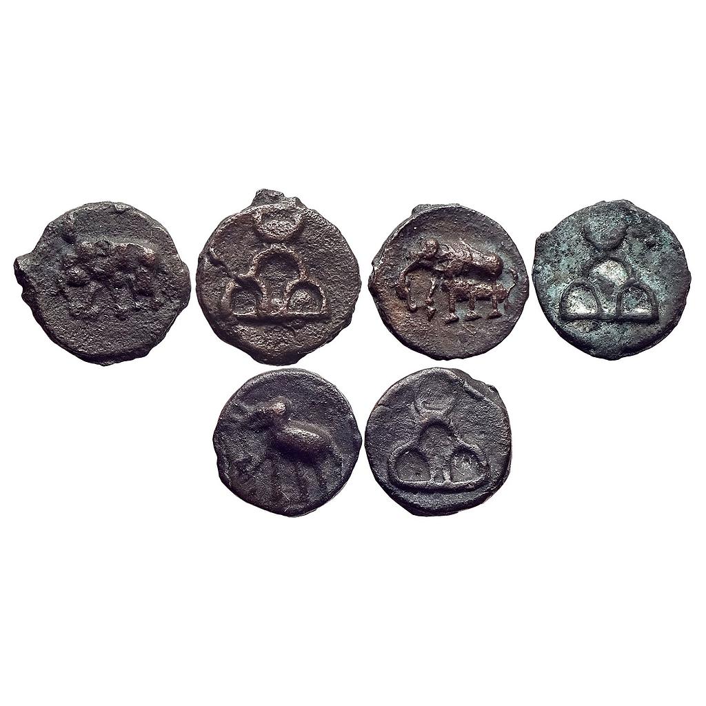 Ancient North India Uninscribed Set of 3 Coins Cast Copper Unit ...
