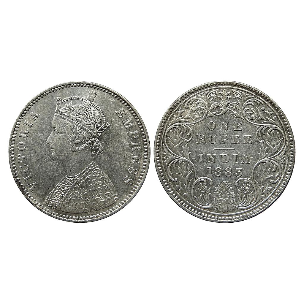 British India Victoria Empress 1883 AD Bombay Mint Obv A3 Rev. I B raised Silver Rupee | Virasat ...