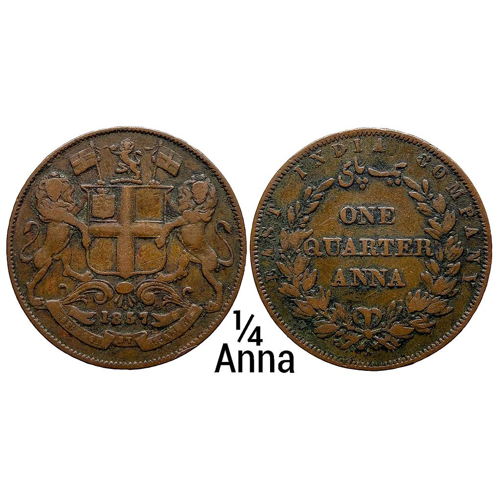 EIC Uniform Coinage 1857 AD Birmingham Mint Copper 1/4 Anna | Virasat ...