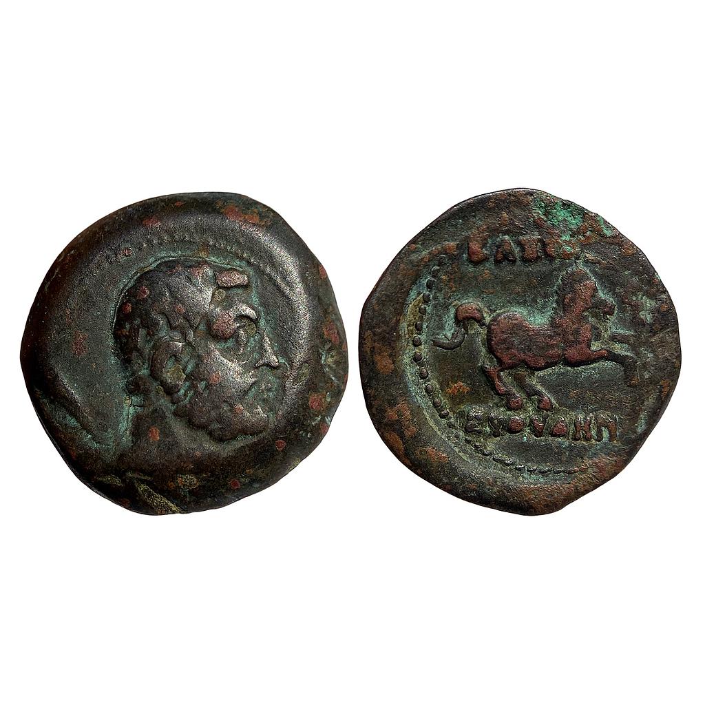 Ancient Greco Bactrians Euthydemos I Bronze Unit | Virasat Auctions